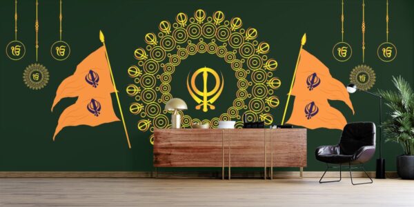 Sikh Symbols Wallpaper Mural for Wall - Magicdecor®
