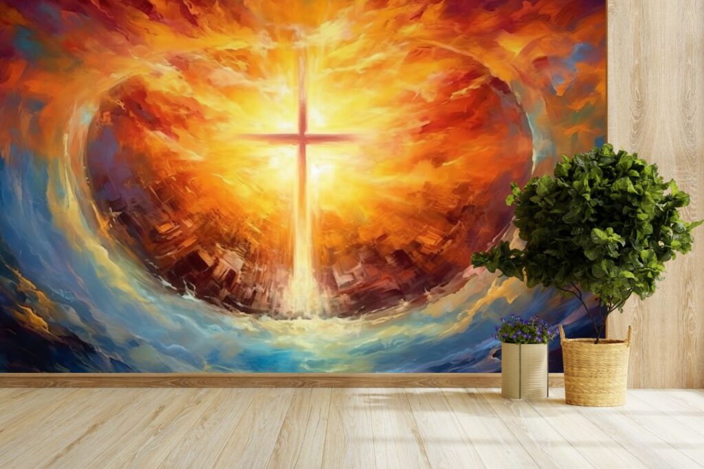 Abstract Cross Painting Christian Symbol Wallpaper Mural - Magicdecor®