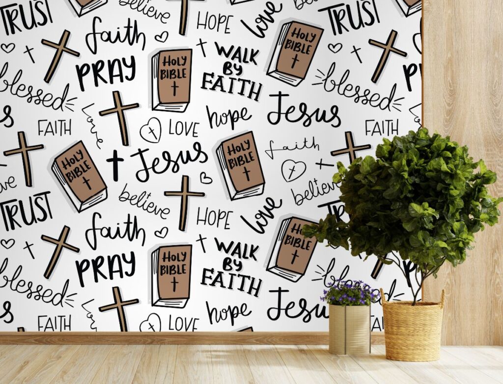 Christian Theme Pattern Wallpaper Mural for Wall - Magicdecor®