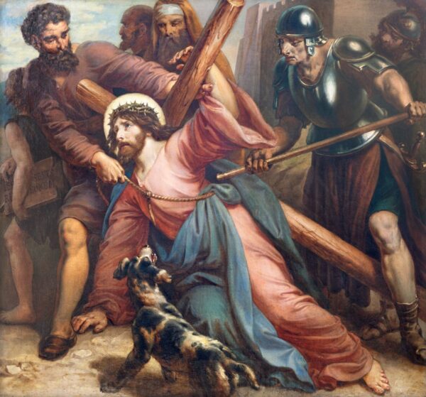 Fall of Jesus Under the Cross Painting Wallpaper for Wall - Magicdecor®