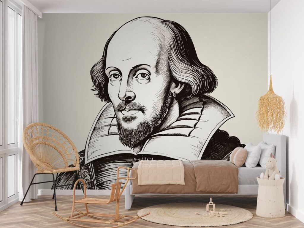William Shakespeare Drawing Wallpaper Mural for Wall - Magicdecor®