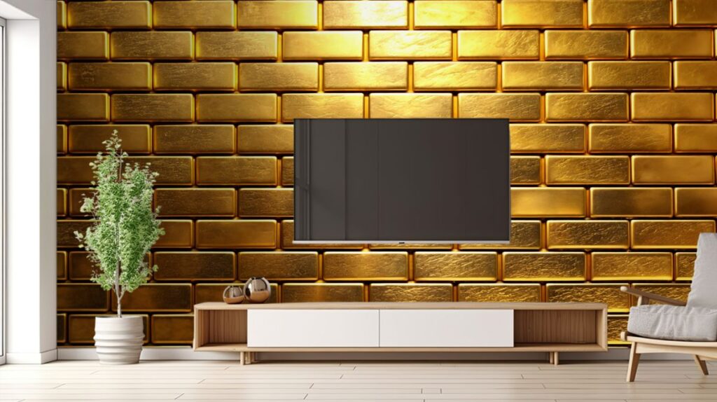 Sunehri Diwar, Royal Golden Brick Wallpaper Mural - Magicdecor®