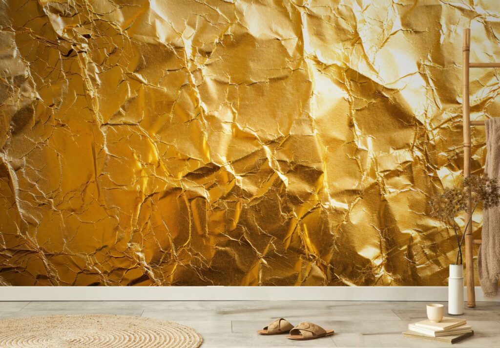 Swarna, Crumbled Golden Wallpaper Mural - Magicdecor®
