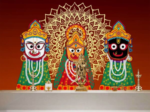 Krishna Subhadra Balram Wallpaper Mural - Magicdecor®