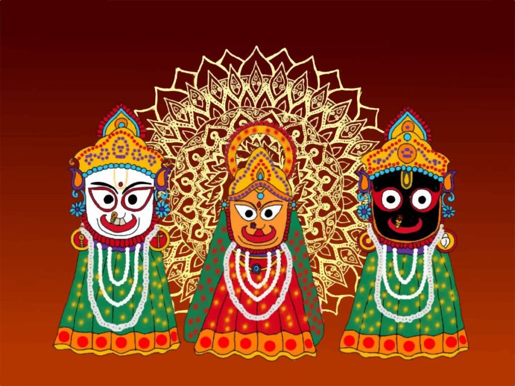 Krishna Subhadra Balram Wallpaper Mural - Magicdecor®