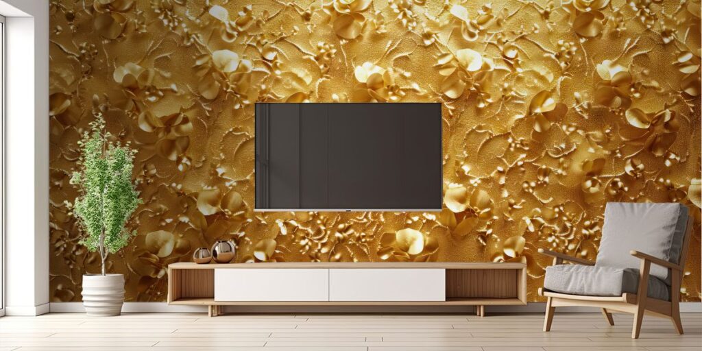 Glamorous Gold Floral Wallpaper Mural - Magicdecor®