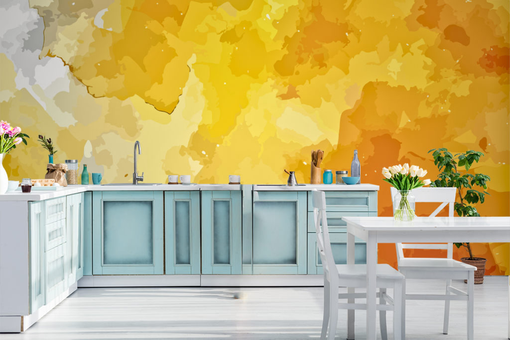 Yellow Color Printed Wallpaper Mural - Magicdecor®