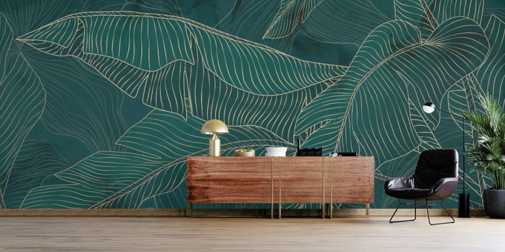 Botanical Tree Leaves Line Art Mural Wallpaper - Magicdecor®