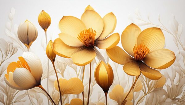 Golden Jasmine Flowers Wallpaper Mural - Magicdecor®