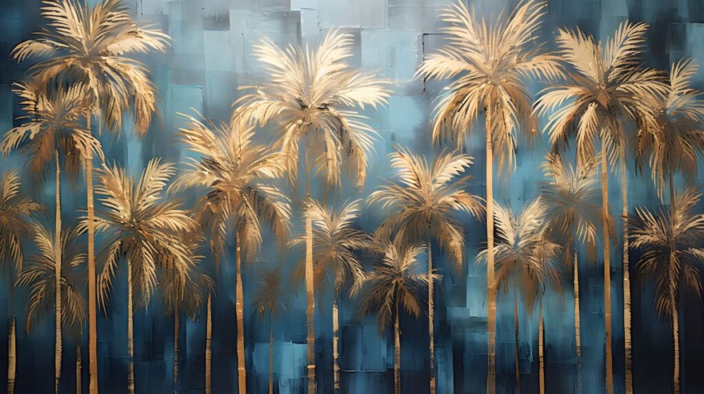 Golden Palm Trees Painting Wallpaper Mural - Magicdecor®
