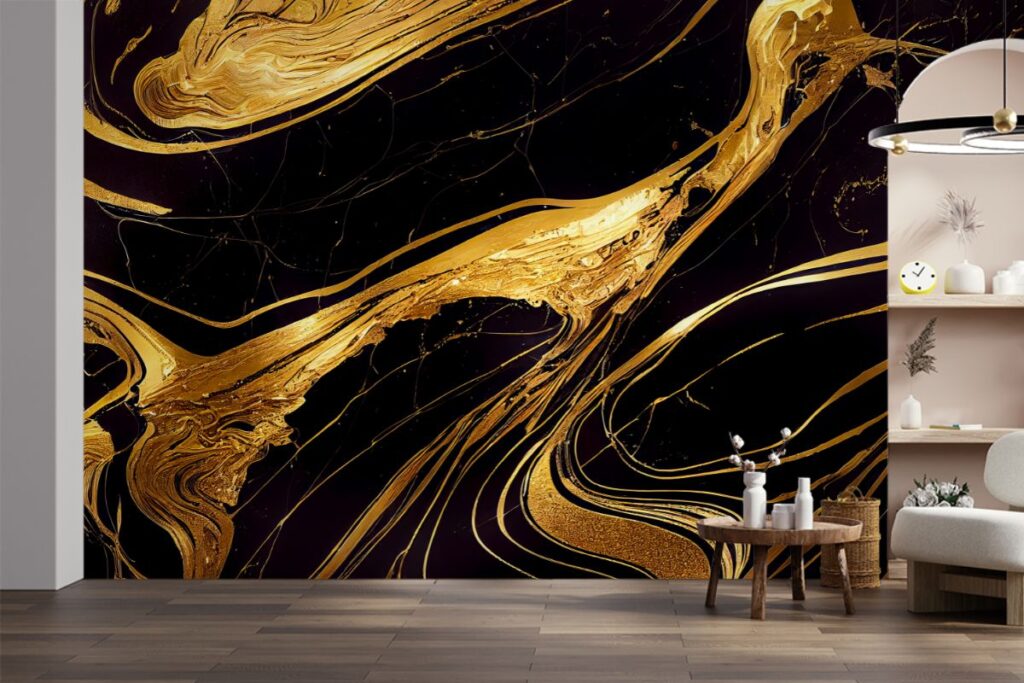 Black Beauty Gold Marble Texture Mural Wallpaper - Magicdecor®