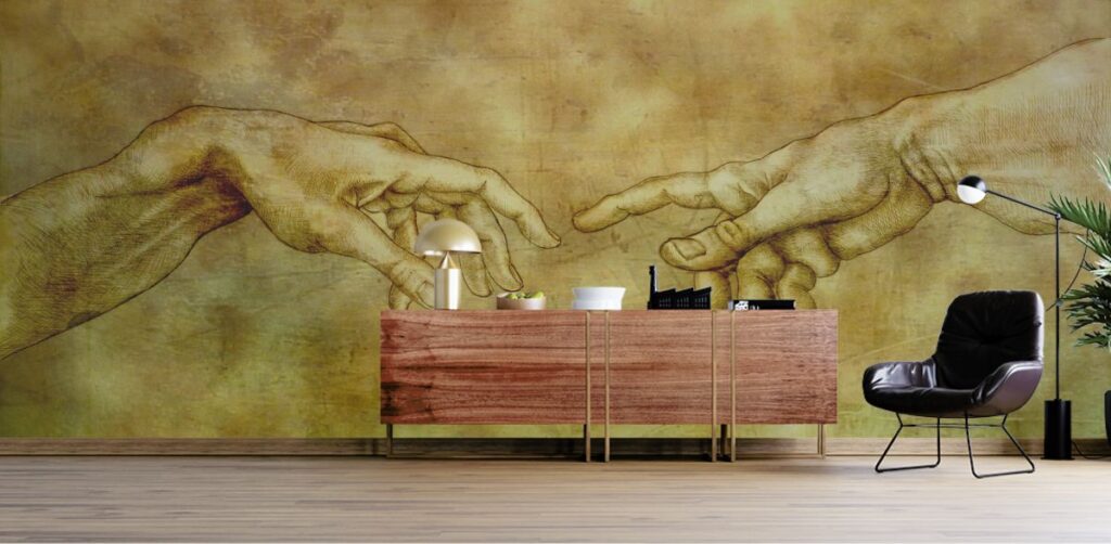 Adam and God Hands Fresco Painting Wallpaper Mural - Magicdecor®