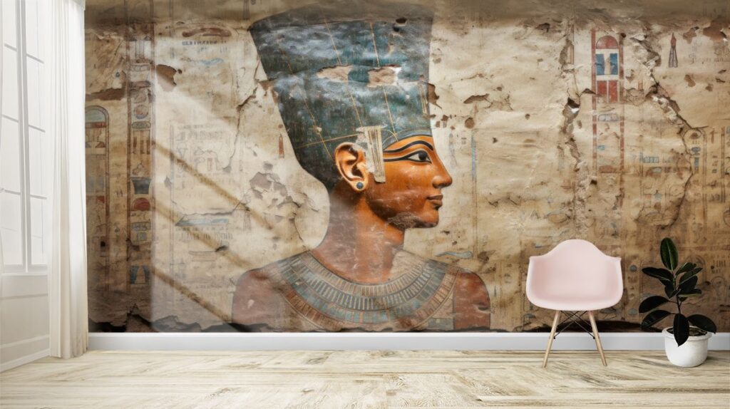 Ancient Egyptian Worn Painting of Queen Fresco Mural Wallpaper - Magicdecor®