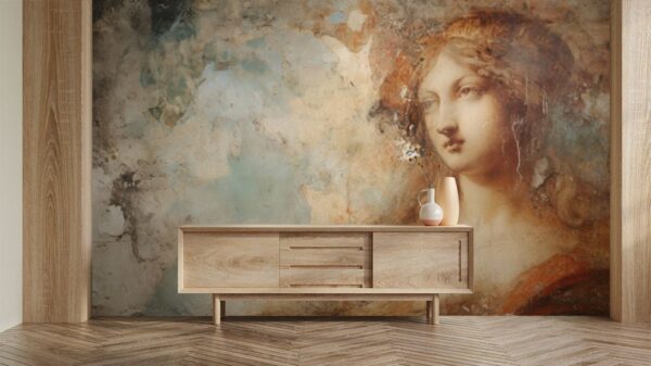 Renaissance Vintage Painting On Old Wall Mural Wallpaper - Magicdecor®