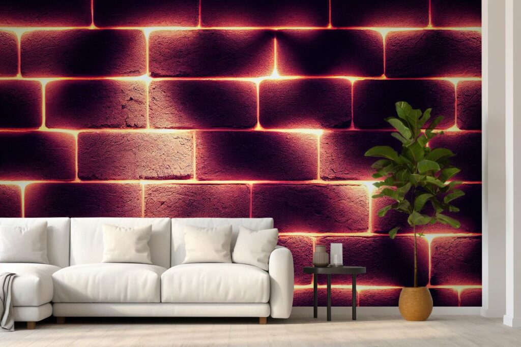 3D Neon Brick Wallpaper Mural - Magicdecor®