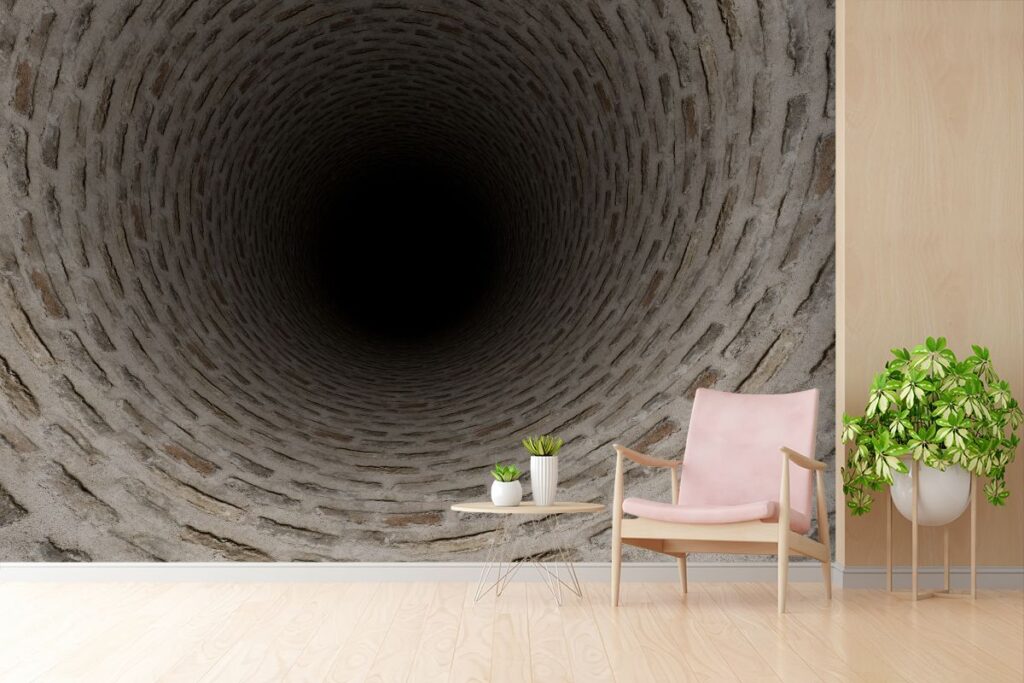 3D Realistic Gray Brick Tunnel Mural Wallpaper - Magicdecor®