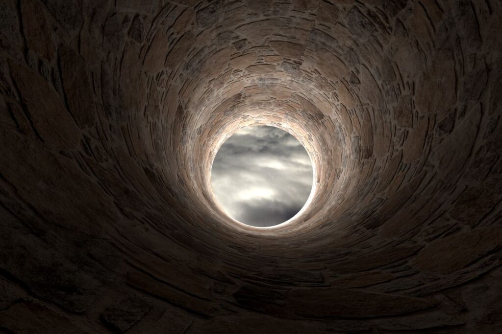3D Stone Tunnel Leading To Skies Mural Wallpaper - Magicdecor®