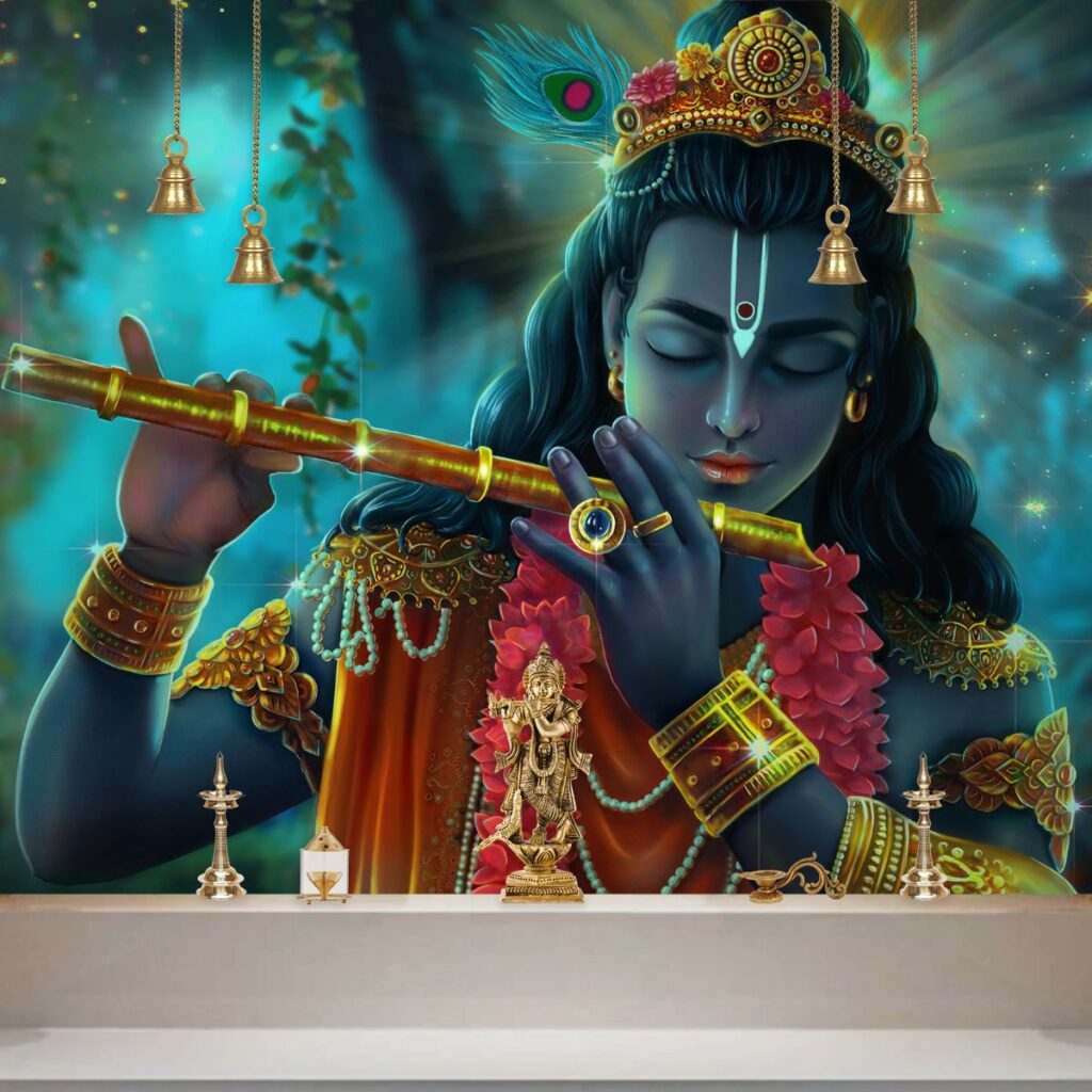 Murlidhar, Krishna's Melody Wallpaper Mural for Wall - Magicdecor®