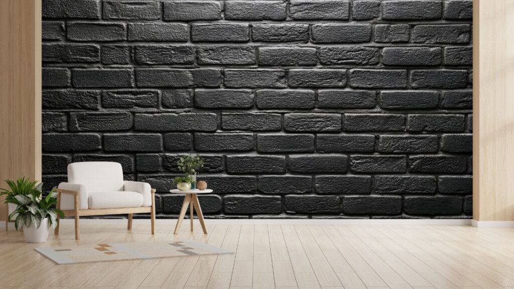 Black Painted Brick Texture Wallpaper Mural - Magicdecor®