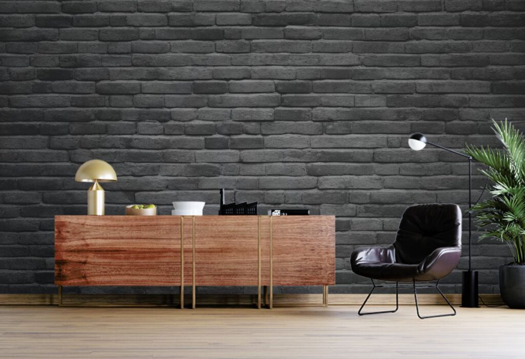 Charcoal Masonry Black Brick Mural - Magicdecor®