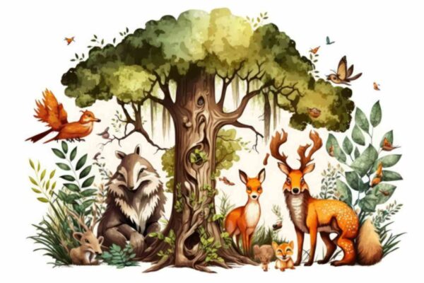 Cute Forest Friends Adventure Wallpaper Mural - Magicdecor®