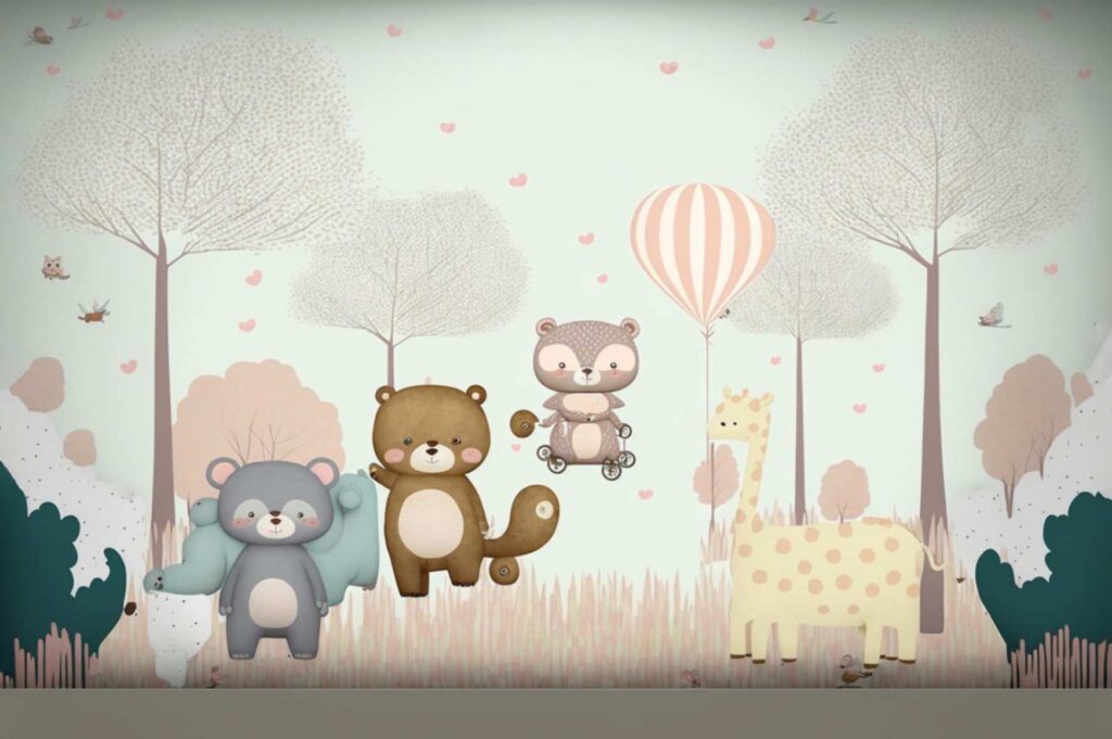 Group of Cartoon Animals Wallpaper for Wall - Magicdecor®