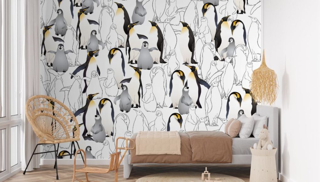 Group of Penguins Wallpaper Mural for Kids Room - Magicdecor®