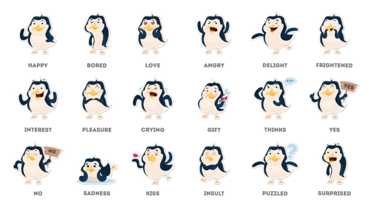 Wallpaper Mural of Cute Penguin Emotions - Magicdecor®