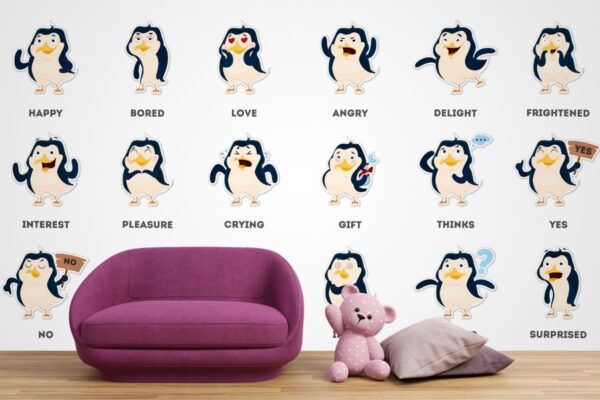 Wallpaper Mural of Cute Penguin Emotions - Magicdecor®