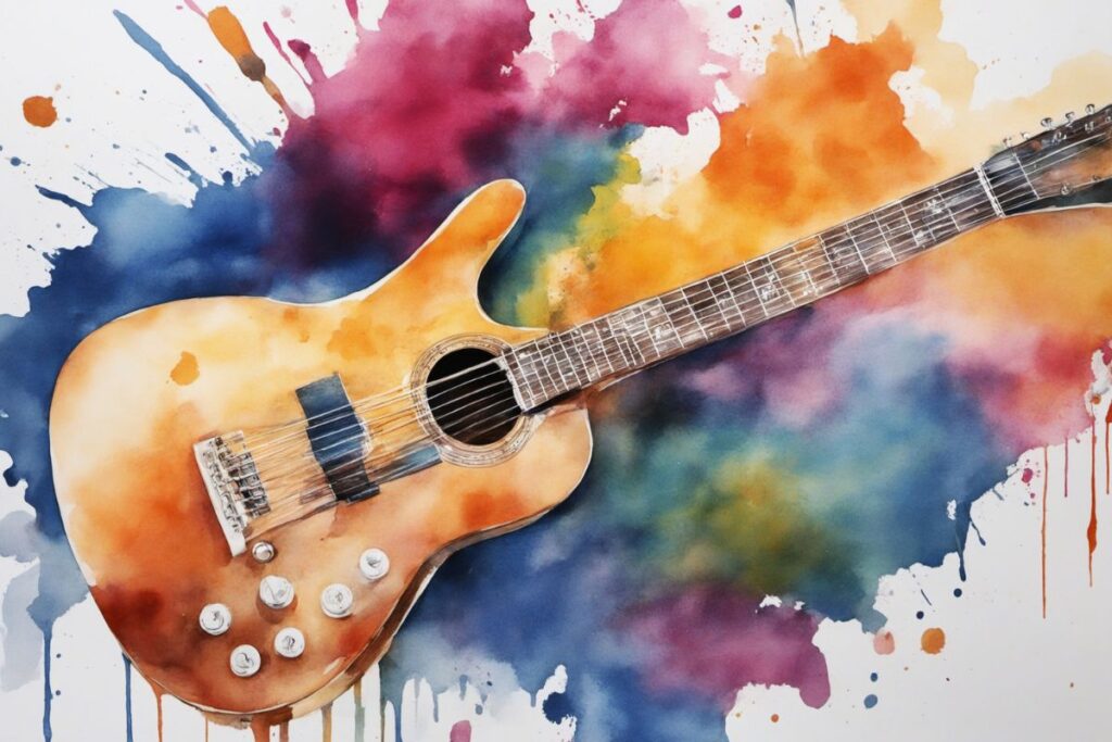 Watercolor Guitar Painting Mural Wallpaper - Magicdecor®
