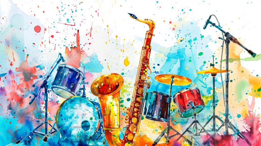 Watercolor Musical Instruments Mural Wallpaper - Magicdecor®