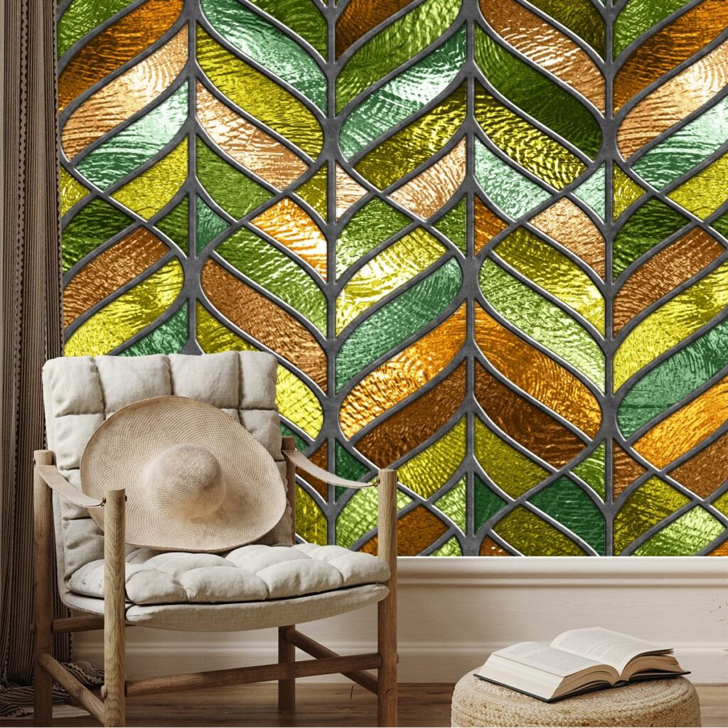 Gorgeous Emerald Stained Glass Wallpaper Mural - Magicdecor®