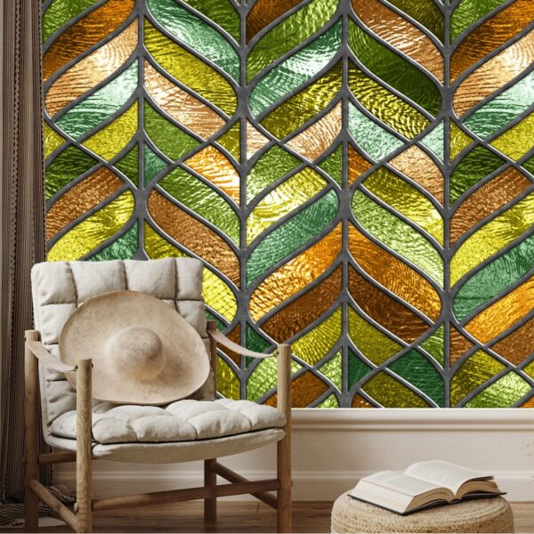 Gorgeous Emerald Stained Glass Wallpaper Mural - Magicdecor®