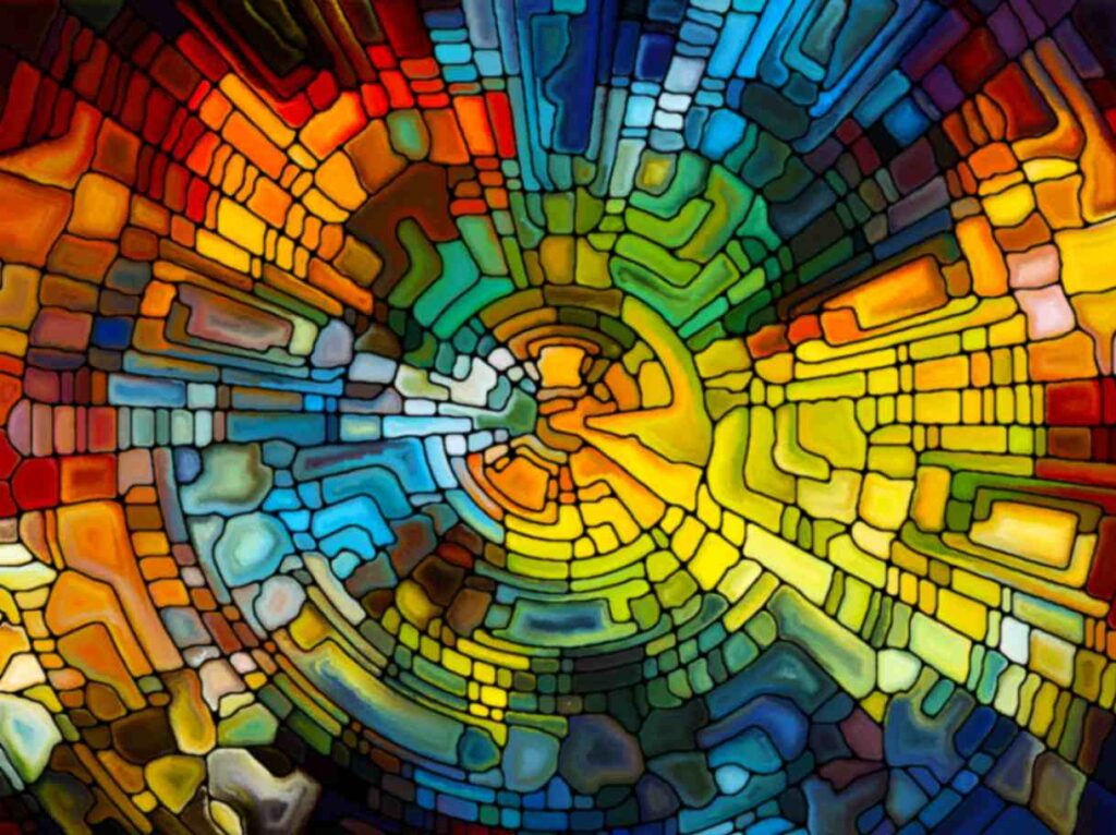 Multi-Colored Stained Mirror Wallpaper Mural - Magicdecor®