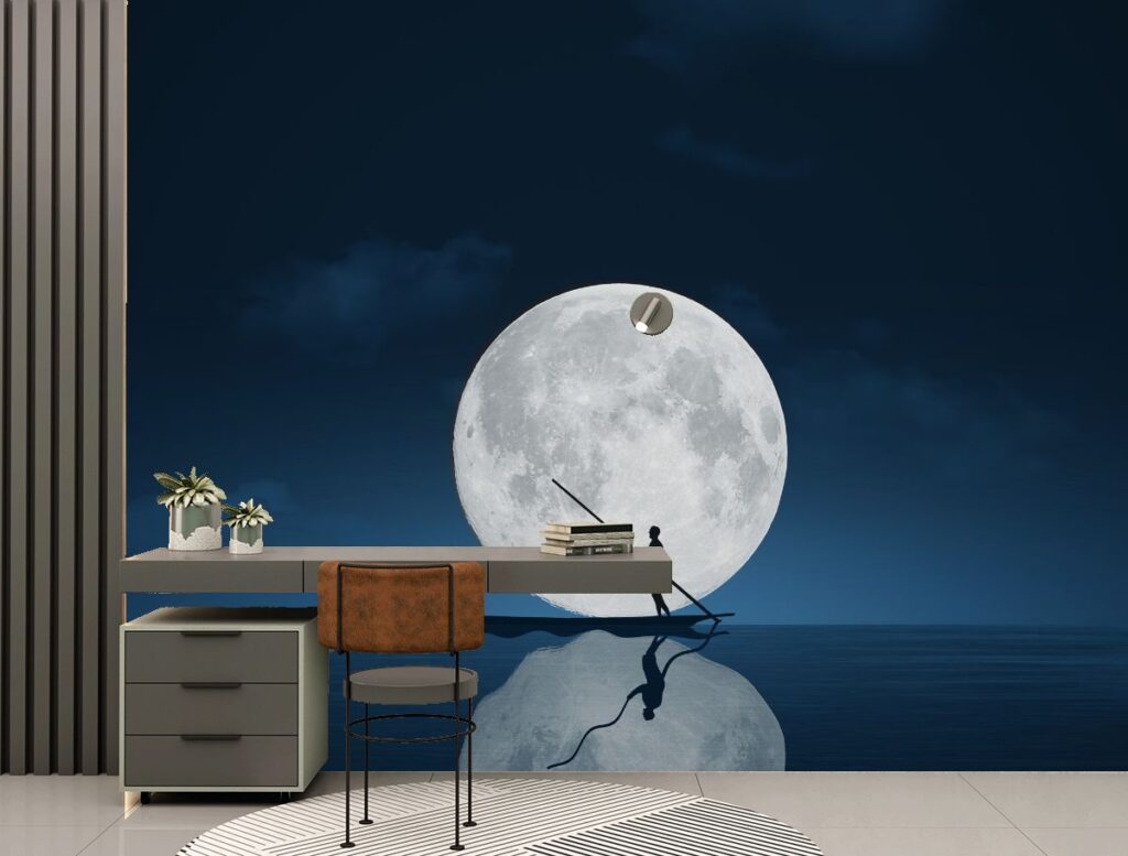 Luna, Full Moon Scenery Wallpaper Mural - Magicdecor®