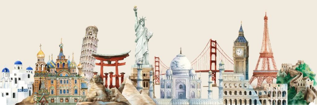 Watercolor Architectural Landmarks Painting Wallpaper Mural - Magicdecor®