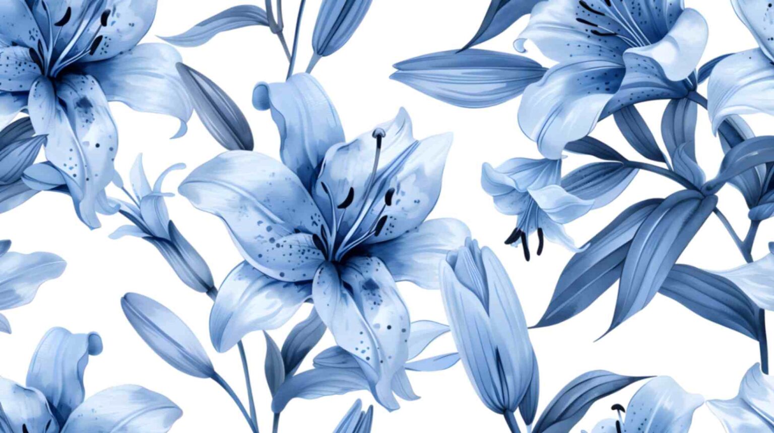 Aesthetic Blue Lilies Wallpaper Mural - Magicdecor®