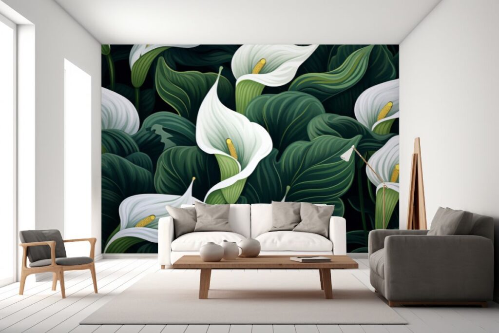 Tranquil White Lily Petal Wallpaper Mural - Magicdecor®