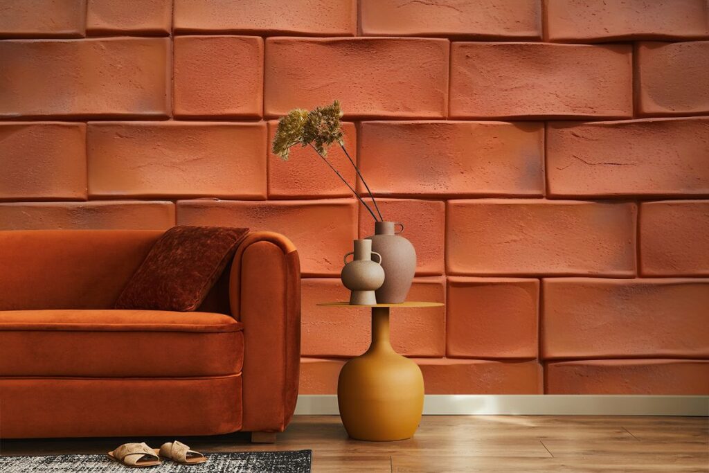 Terra Brick Wall, Terracotta Brick Blocks Texture Wallpaper Mural ...