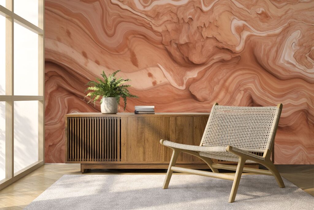 Terracotta Fluid Marble Texture Wallpaper Mural - Magicdecor®