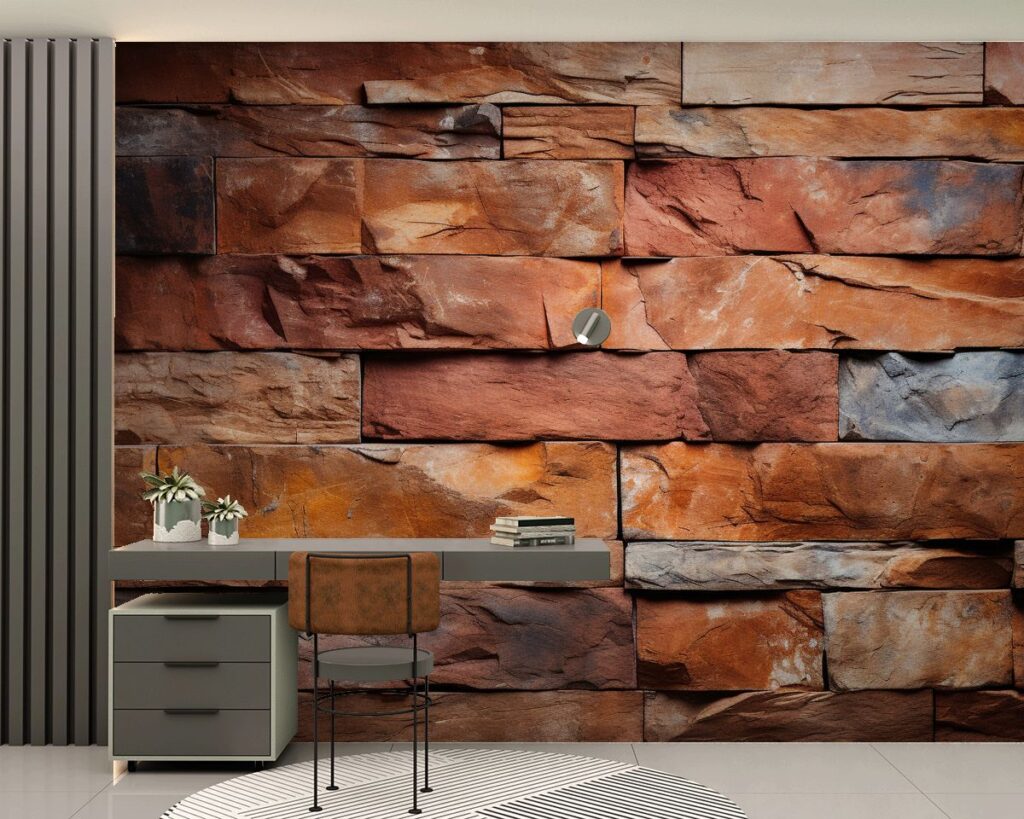 Terracotta Warmth of Rock Wall Wallpaper Mural - Magicdecor®