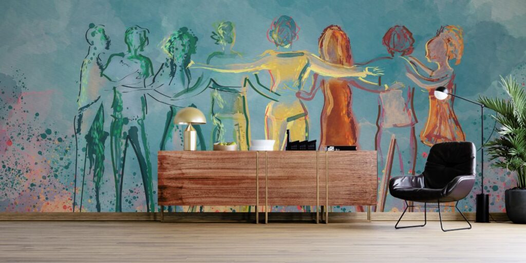 Friends Watercolor Art Mural Wallpaper - Magic Decor
