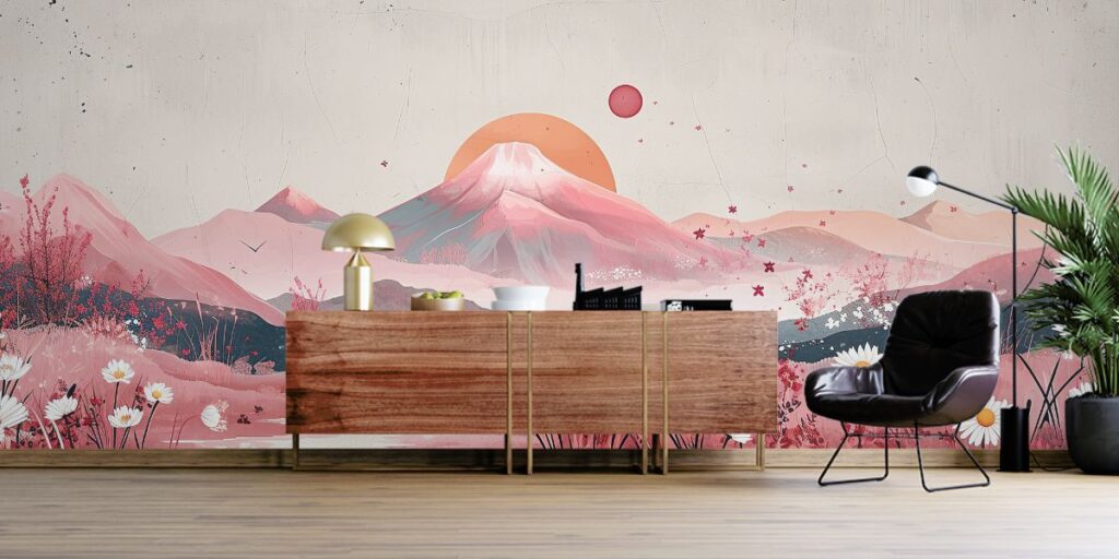 Watercolor Abstract Mountains in Boho Style Mural Wallpaper - Magic Decor