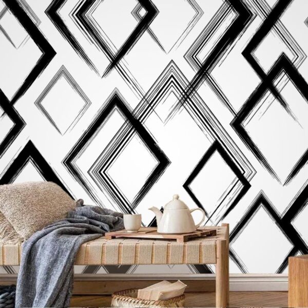 Symmetric Black and White Patterns Wallpaper Mural - Magicdecor®