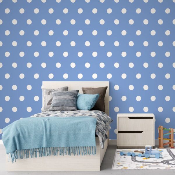 Blue and White Polka Dots Play Wallpaper - Magicdecor®