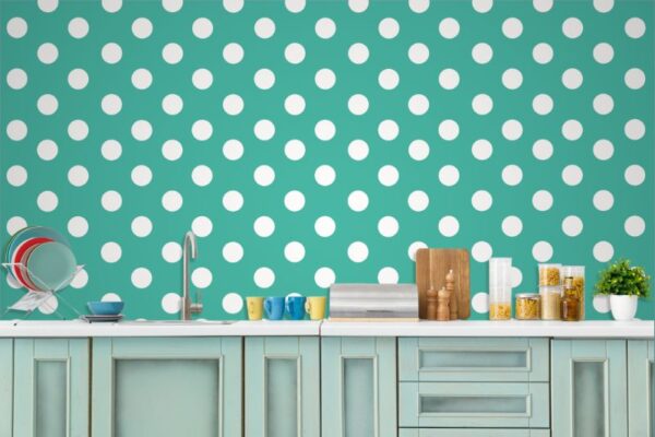 Teal Delight Polka Dots Wallpaper Mural - Magicdecor®