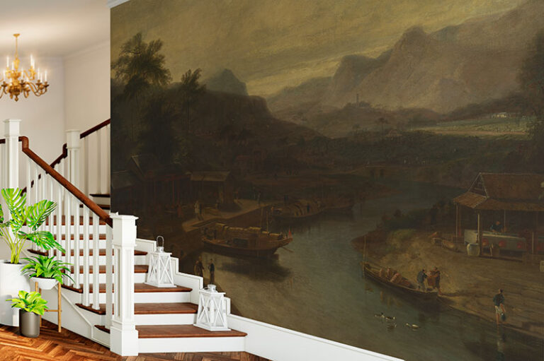 Ancient Trade Harbour Painting Wallpaper Mural - Magicdecor®