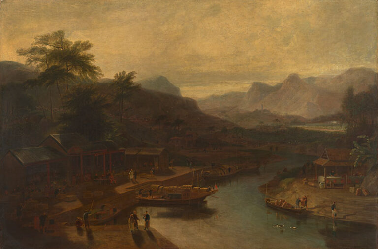 Ancient Trade Harbour Painting Wallpaper Mural - Magicdecor®