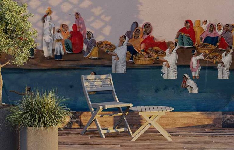 Devnadi, Ancient Sacred Ganga Ghat Painting Wallpaper Mural - Magicdecor®