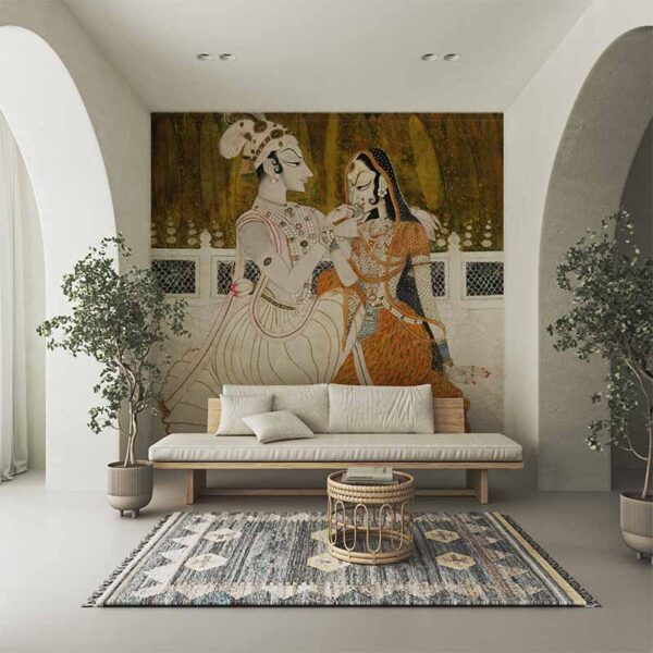 Indian Couple Portrait Painting Wallpaper Mural - Magicdecor®
